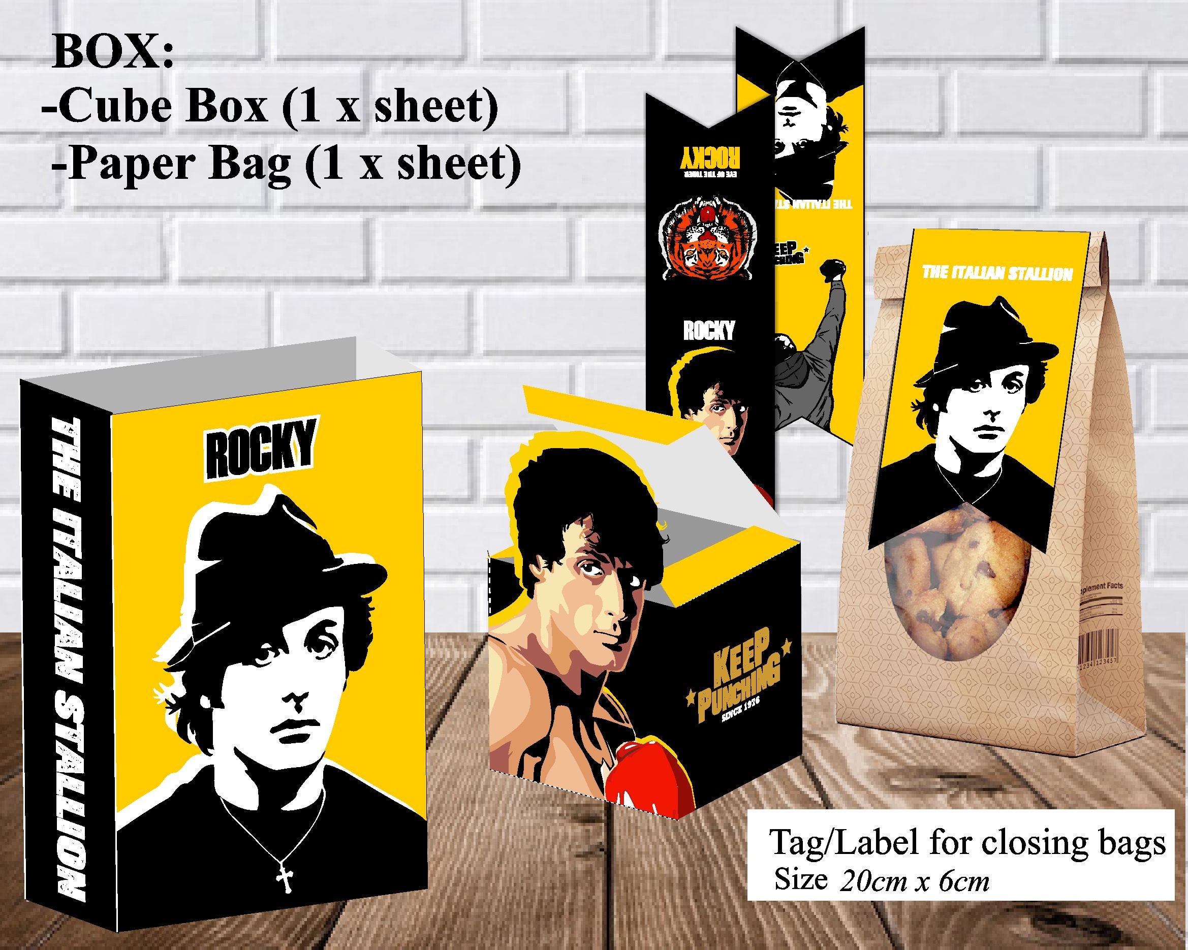 Rocky Balboa Box Party Kit Decoration- Topper-banner Invitation Digital ...