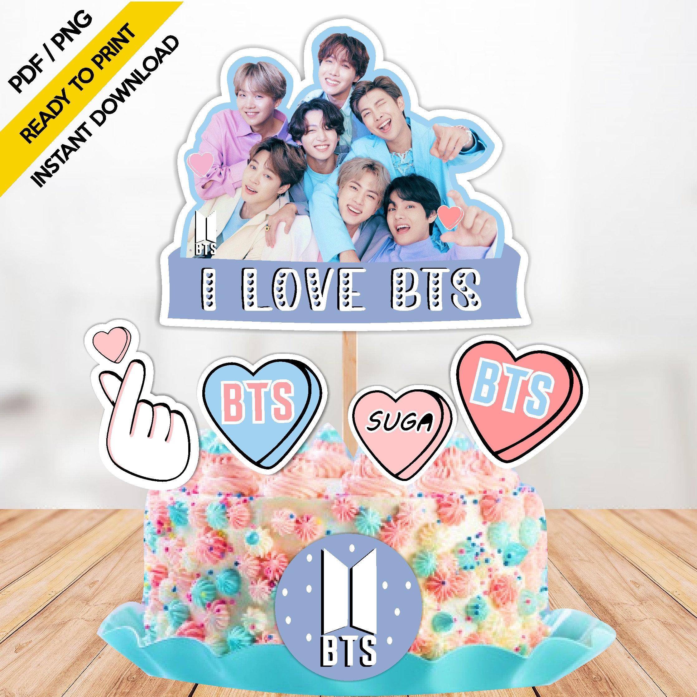 BTS Cake Topper- Blue Pink-instant Digital Download -printable-pdf/png ...