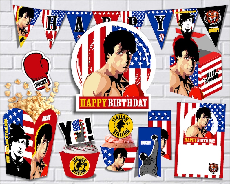 Rocky Balboa Box Party Kit Decoration- Topper-banner Invitation Digital ...