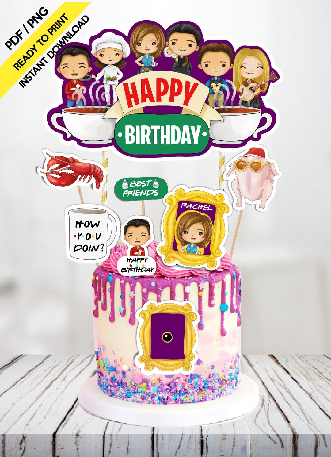 FRIENDS Cake Topper- Instant Digital Download -printable-pdf/png Party ...