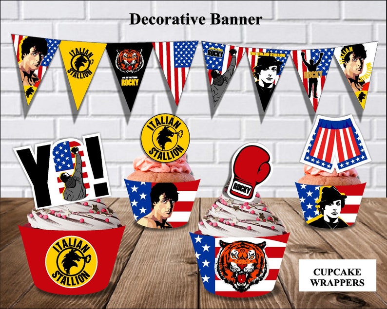 Rocky Balboa Box Party Kit Decoration- Topper-banner Invitation Digital ...