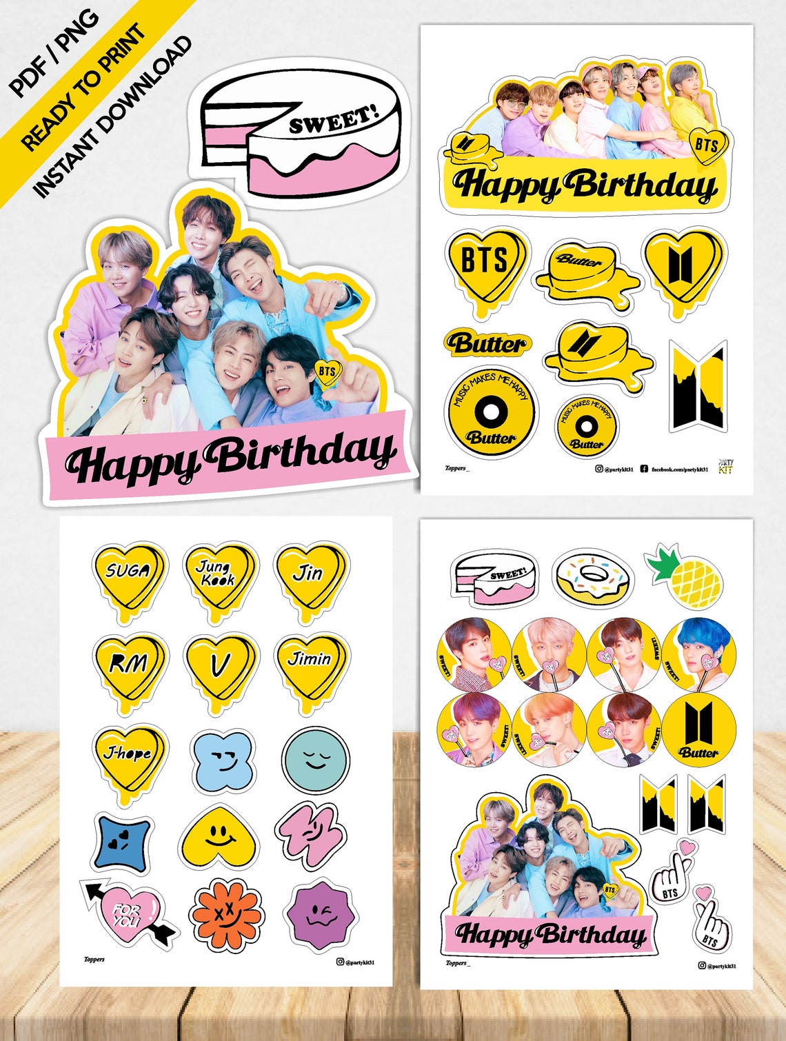 BTS Cake Topper Butter-instant Digital Download | Etsy