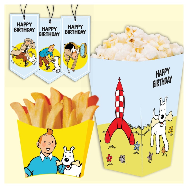 Tin Tin Printable Party Kit DIGITAL- Cake Topper -banner-pdf PNG Party ...