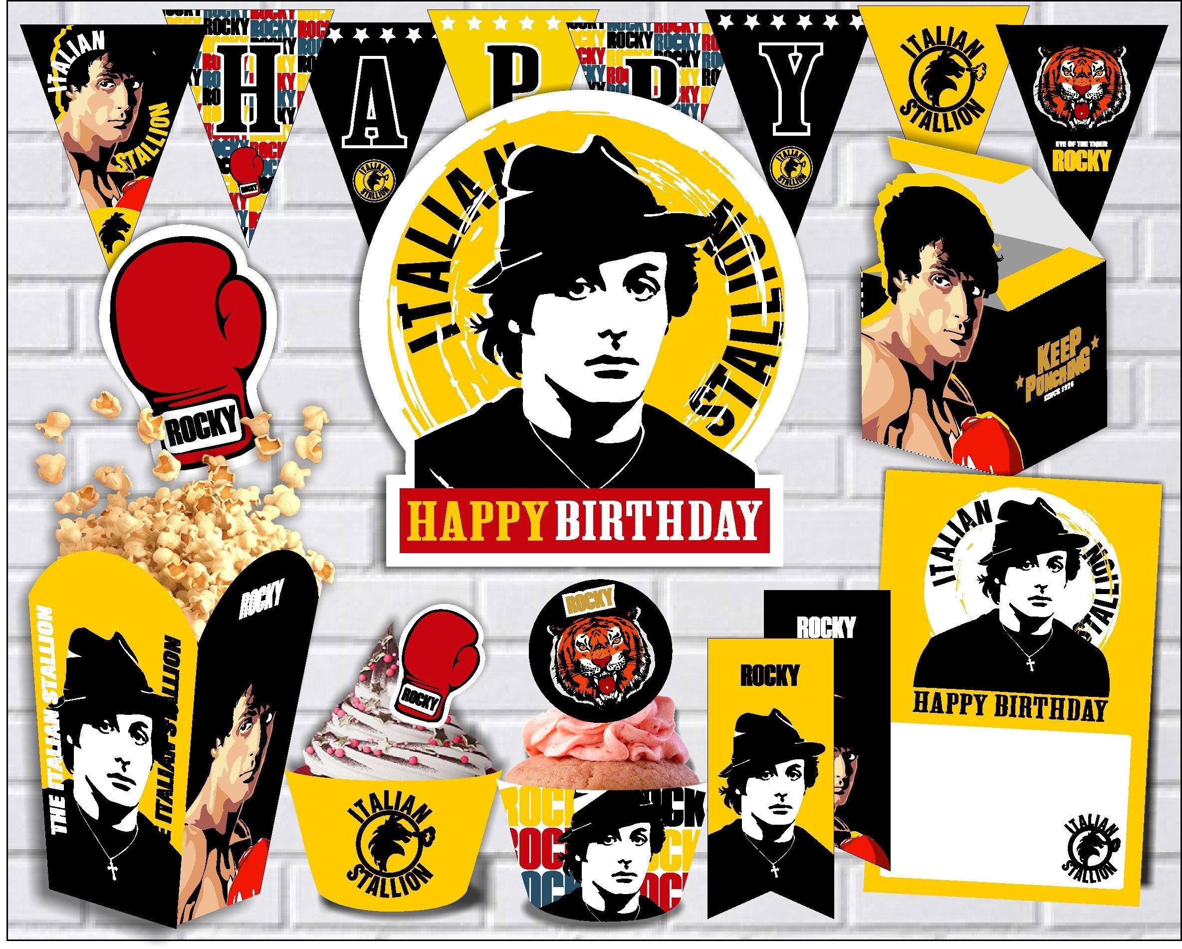 Rocky Balboa Box Party Kit Decoration- Topper-banner Invitation Digital ...