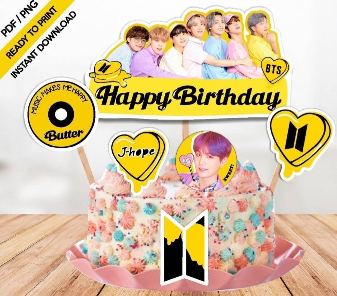 BTS Cake Topper Butter-instant Digital Download printable-pdf/png Party ...