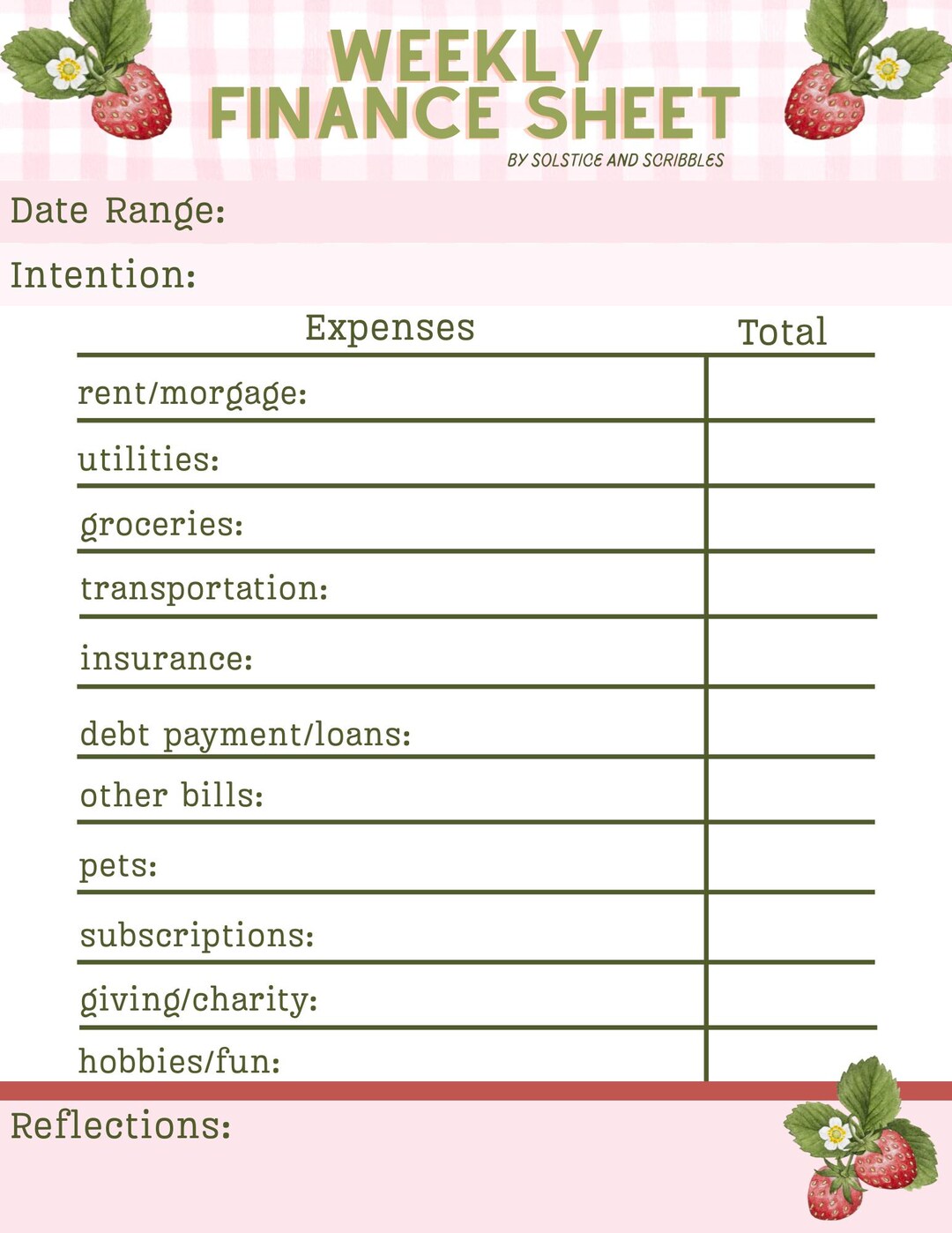 Printable Weekly Budget Planner | Pink Finance Tracker (PDF) - Etsy
