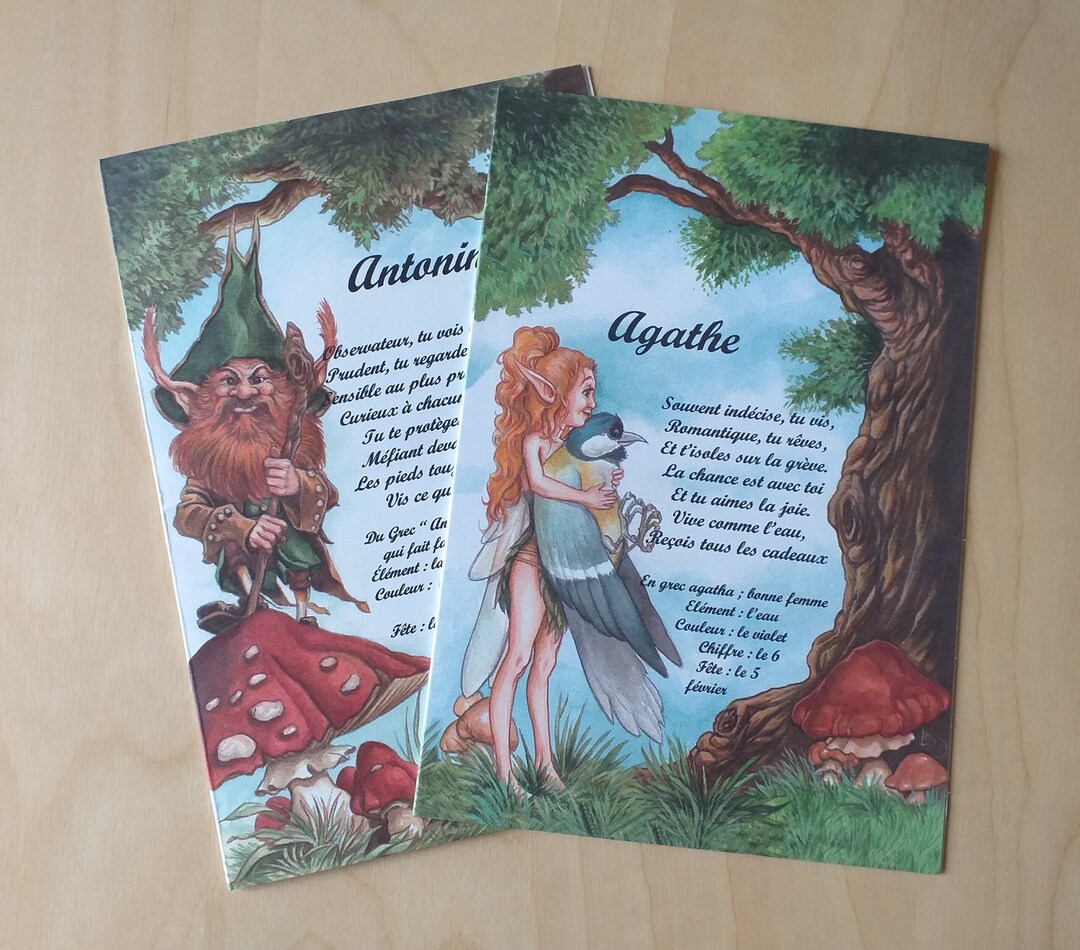 Carte postale prénom Elfe et Korrigan - Etsy France