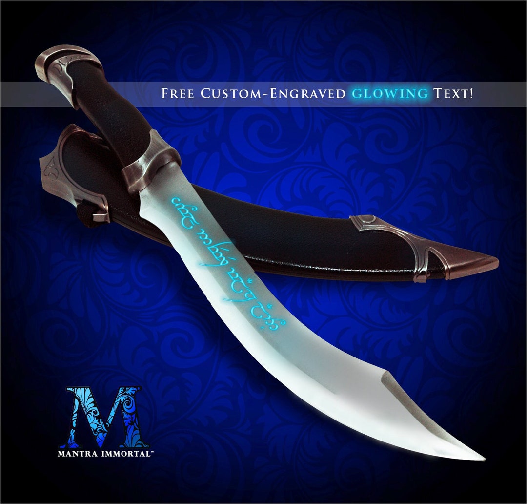 Wild-elven Dagger With Custom-engraved, GLOWING TEXT and Optional Silk ...