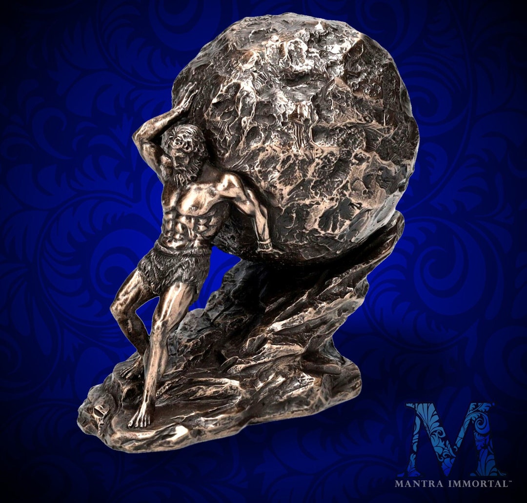 Desktop Statue of Sisyphus Dude Who Spends Eternity Rolling a Boulder ...