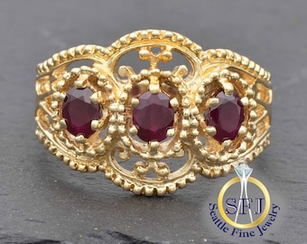 Ruby Filigree Ring - Etsy