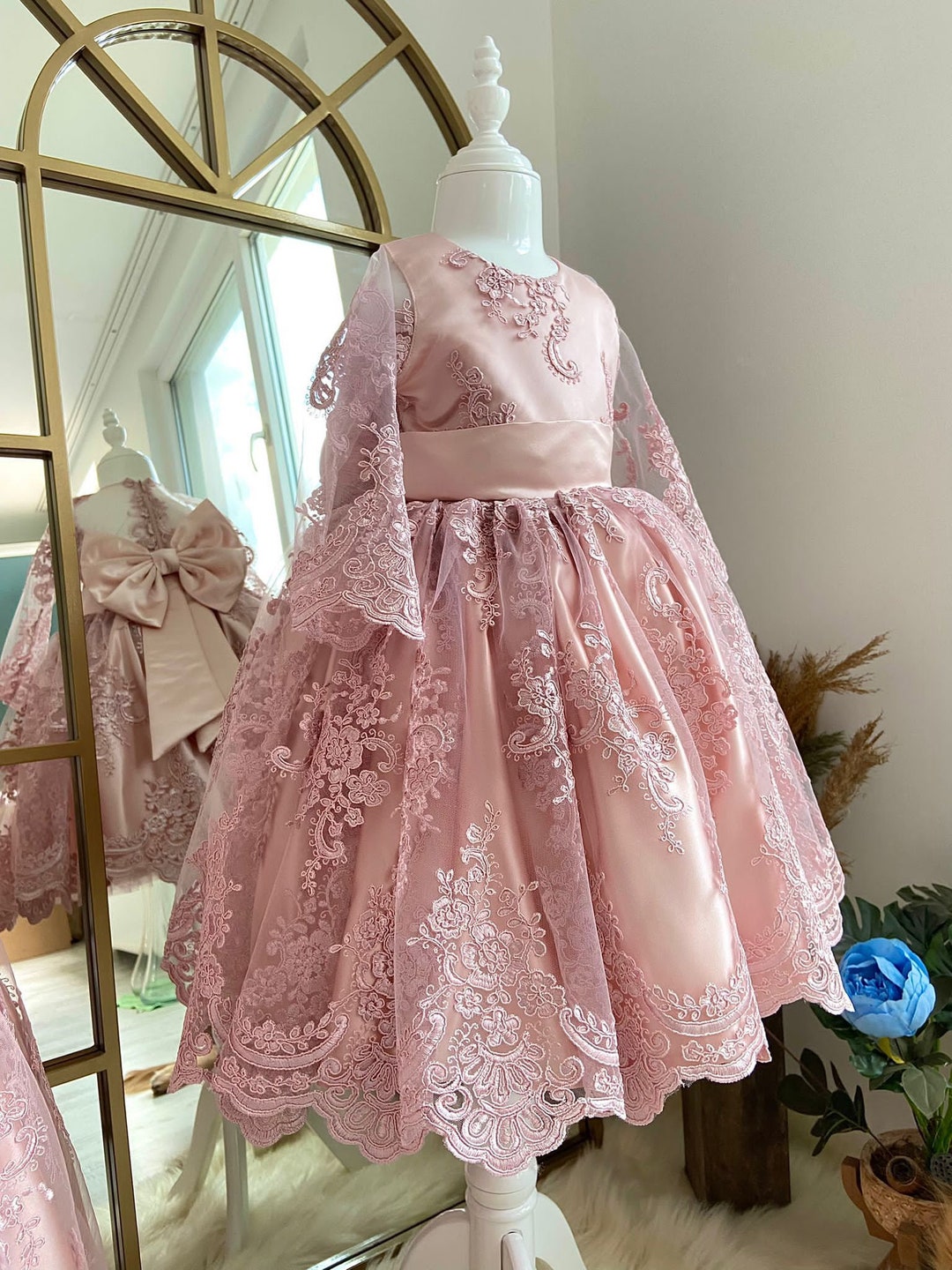 Girls Dusky Pink Princess Dress Valentines, Special Occasions, 1st ...