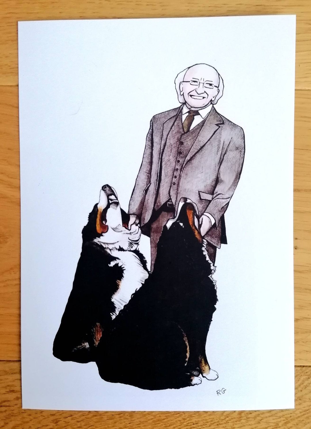 Michael D Higgins & Dogs (A5) - Etsy
