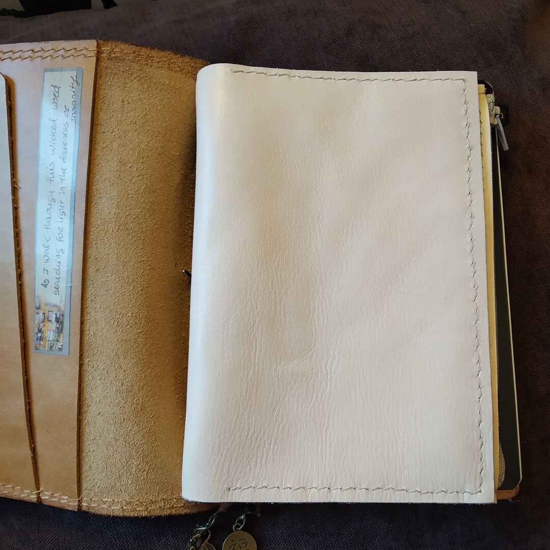 Leather Wallet Insert for Traveler's Notebook: Undyed With Zipper ...