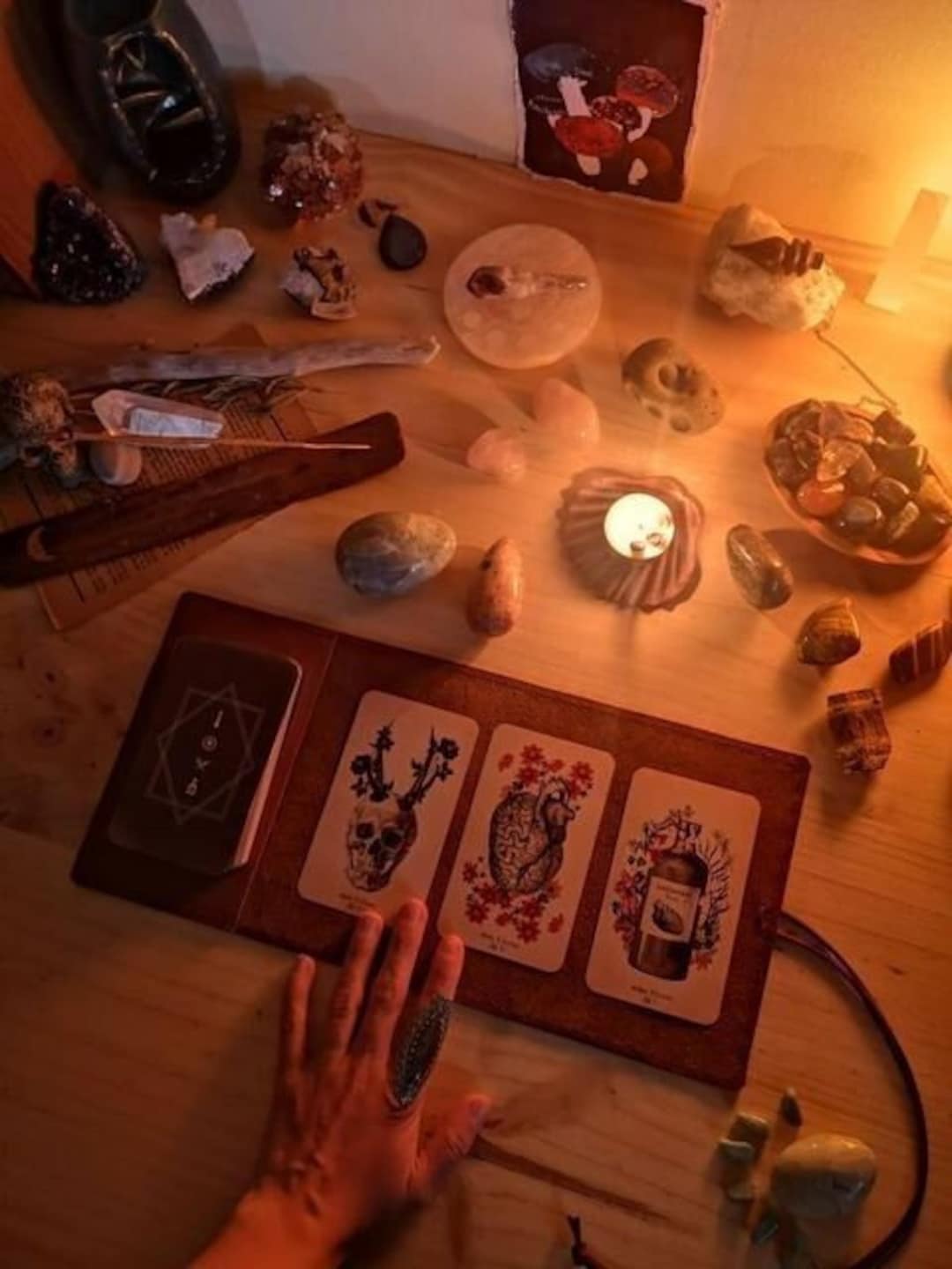 Leather Tarot Wrap/pouch & Reading Cloth, Lenormand Deck/oracle/angel ...