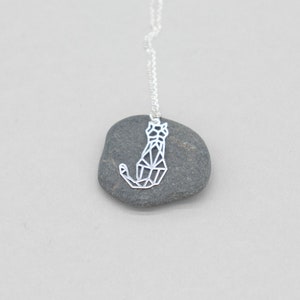 Origami Cat Pendant: Sterling Silver Charm Necklace - Etsy