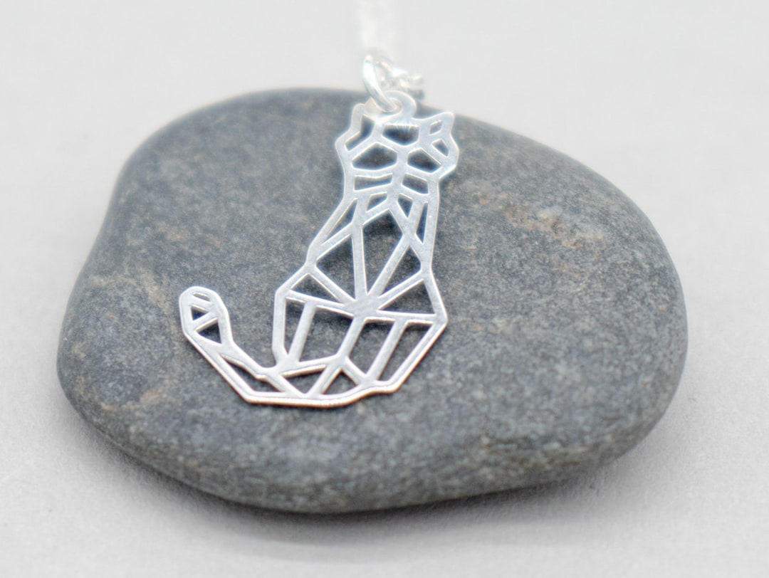Origami Cat Pendant: Sterling Silver Charm Necklace - Etsy
