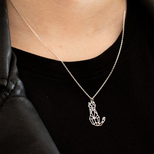Origami Cat Pendant: Sterling Silver Charm Necklace - Etsy