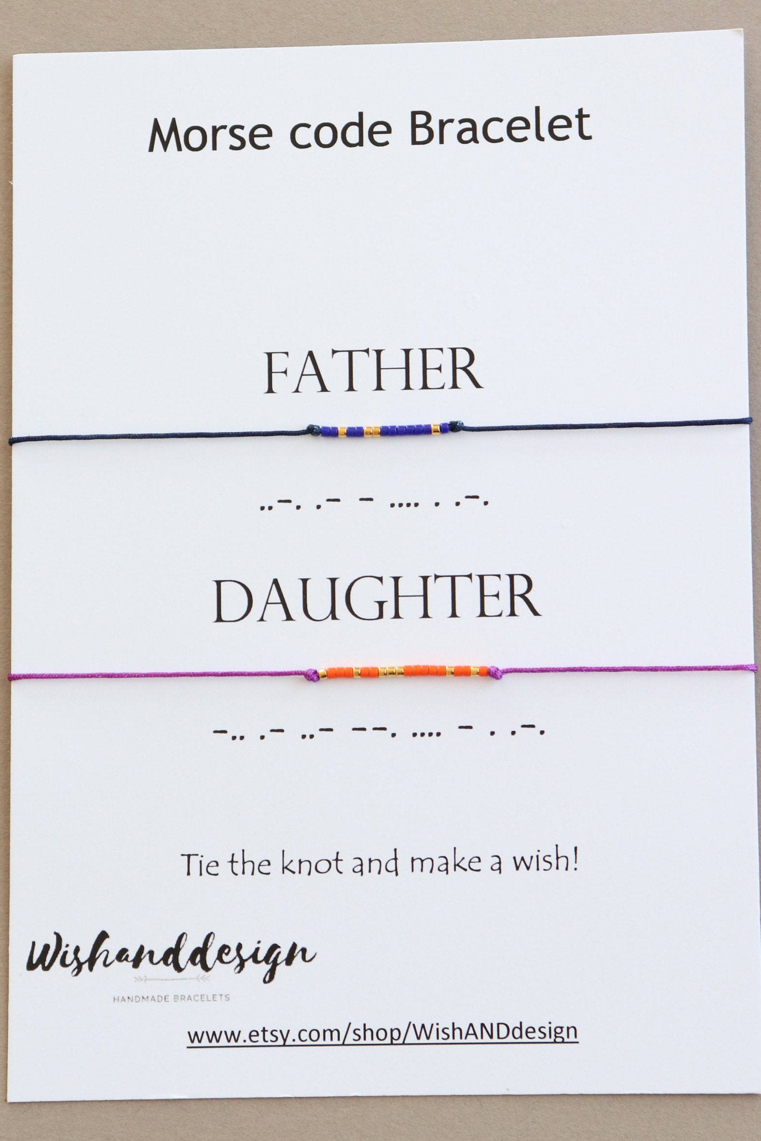 Father Daughter Morse Code Bracelet Set: Beaded Family Gift - Etsy