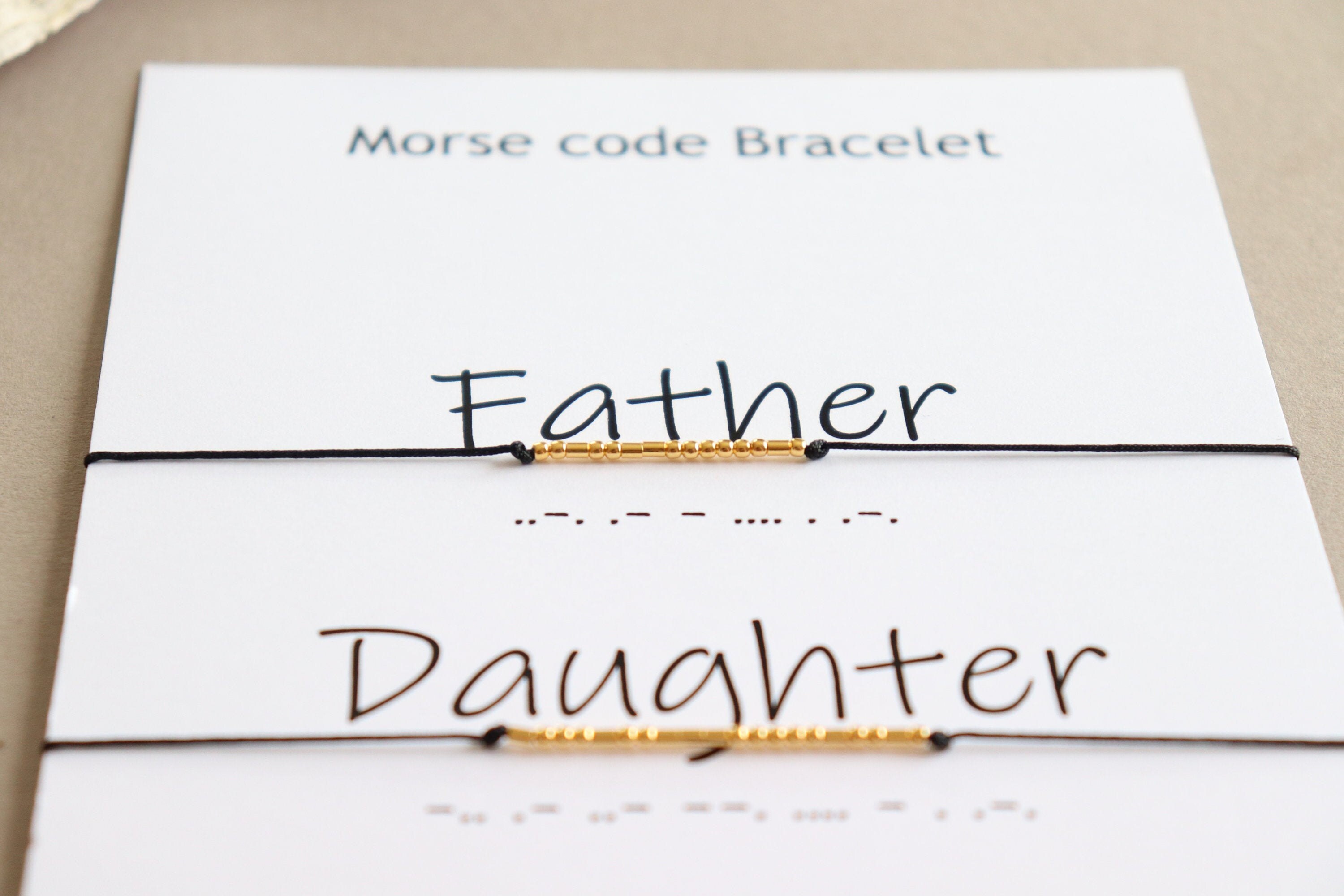 Father Daughter Morse Code Bracelet Set: Gold & Silver Beads - Etsy