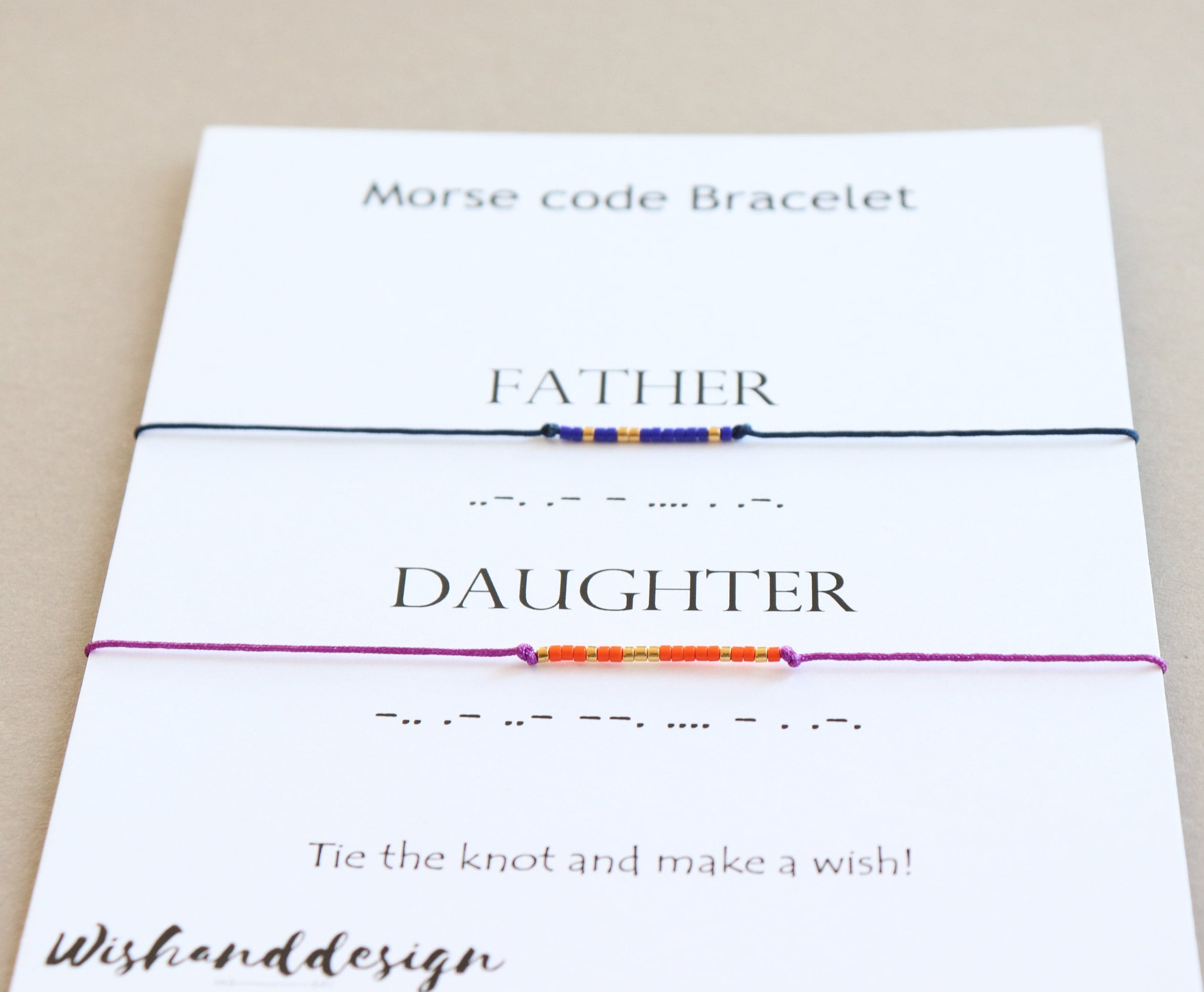 Father Daughter Morse Code Bracelet Set: Beaded Family Gift - Etsy