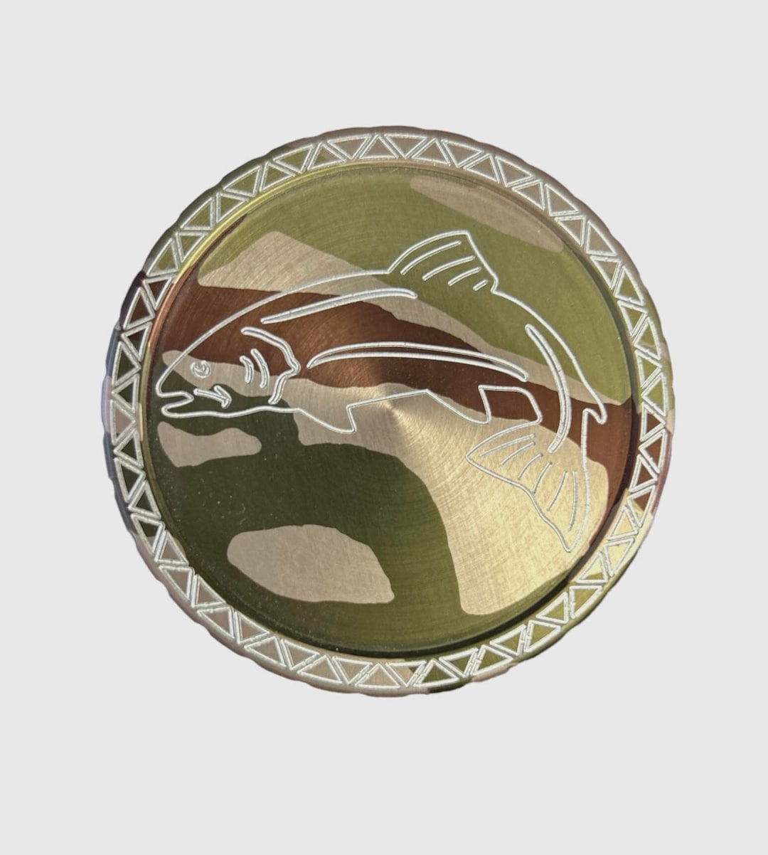 Diplidz Engraved Snuff Lid Trout Outline camouflage Hawken Grizzly ...