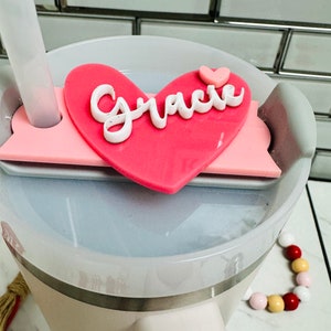 Heart Stanley Tag With Name| Valentines Stanley Tag Topper| Stanley ...