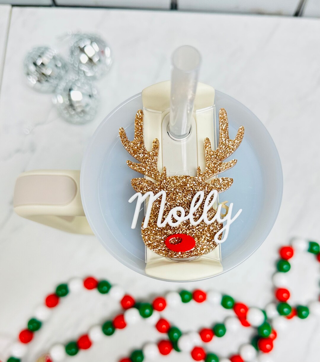 Reindeer Stanley H2.0 Name Tag| Christmas Stanley Tag| Stanley Name Tag ...