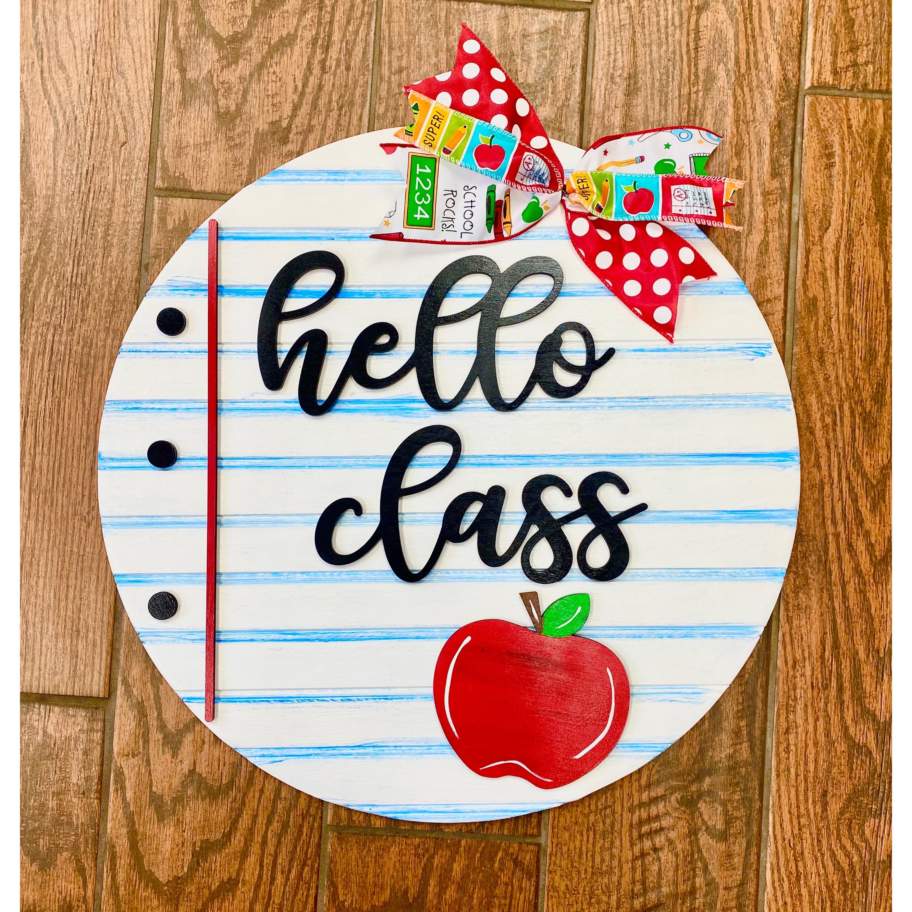 Teacher Notebook Paper Circle Door Hanger|teacher Door Hanger| Back to ...