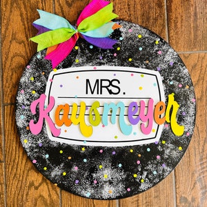 Teacher Wood Sign Door Hanger Composition Book Door Hanger Circle Door ...