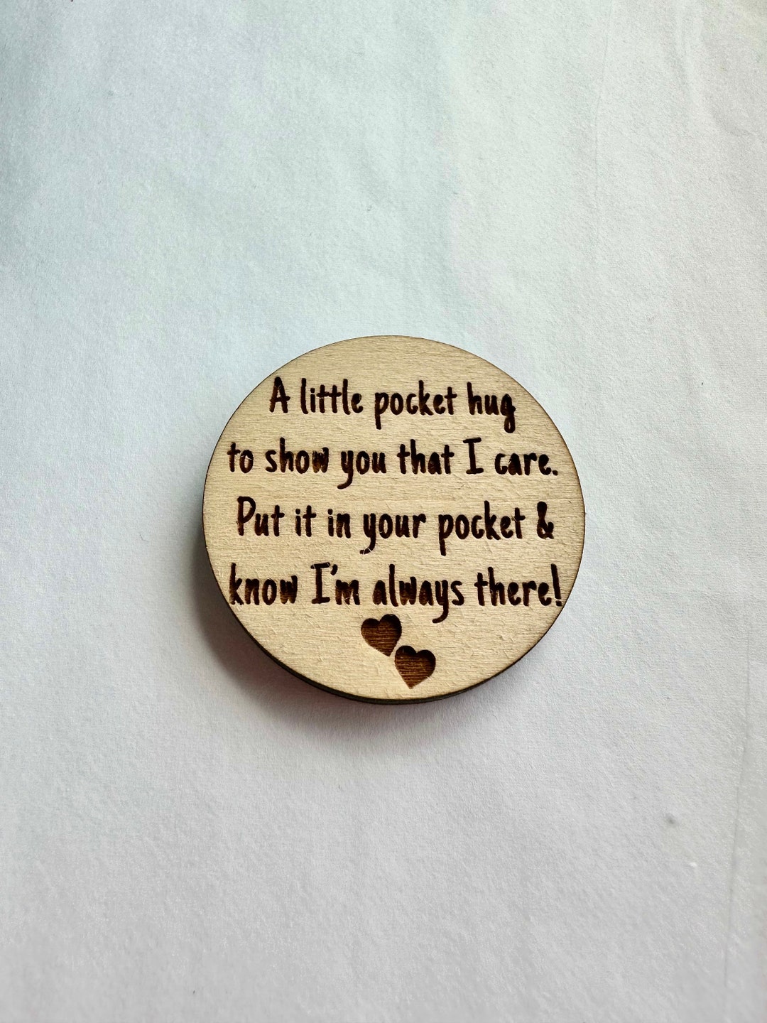 Pocket Hug Wood Coin| Care Token| Thinking of You Coin| Pocket Hug ...