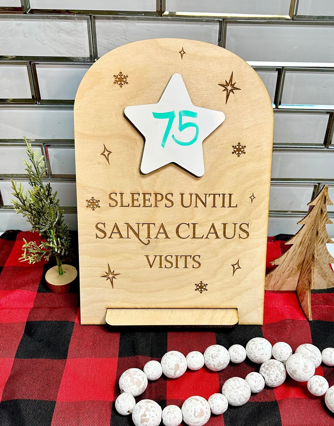 Sleeps Until Santa Claus Visits| Christmas Countdown| Dry Erase Board ...