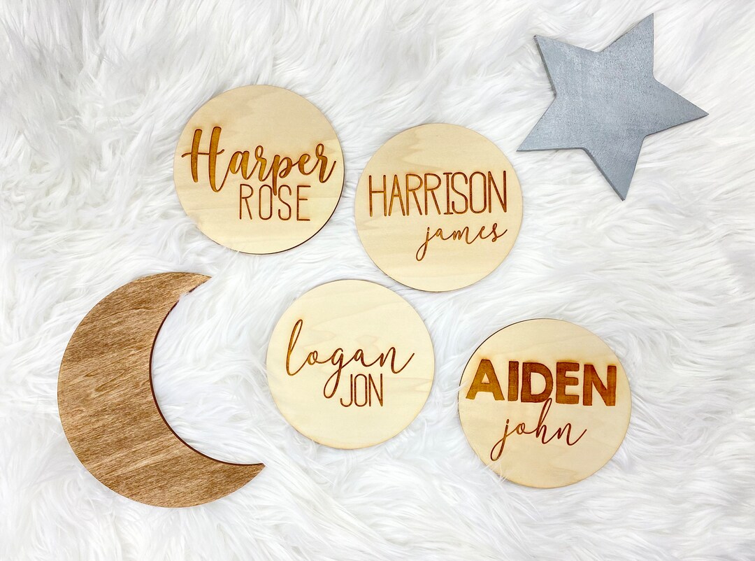 Baby Disc Photo Prop| Baby’s Name Photo Prop Disc| Wood Disc| Baby ...