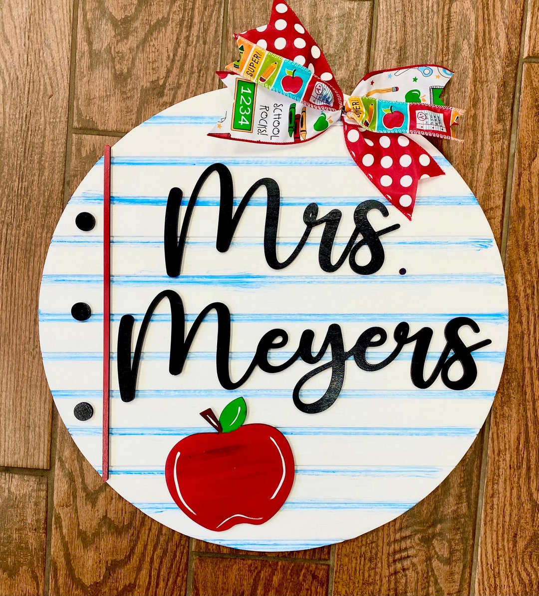 Teacher Notebook Paper Circle Door Hanger|teacher Door Hanger| Back to ...