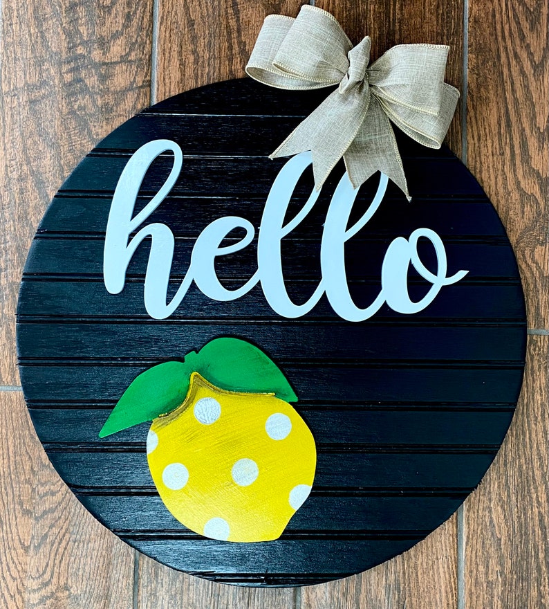Welcome/hello Interchangeable Wood Circle Door Hanger Sign - Etsy