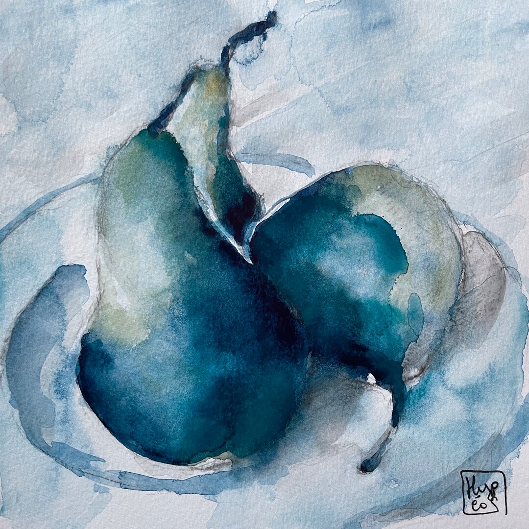 Painting of Blue Pears Still Life Original Hand Painted - Etsy