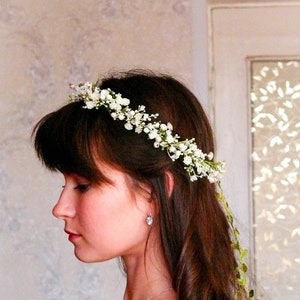 Flower Girl Crown, Flower Crown Wedding, Flower Girl Headpiece, Ivory ...