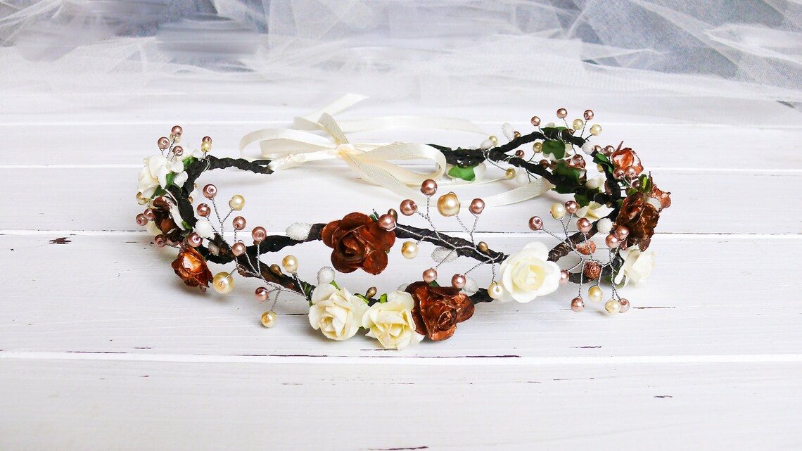 Flower Girl Crown Flower Crown Wedding Ivory Flower Crown | Etsy