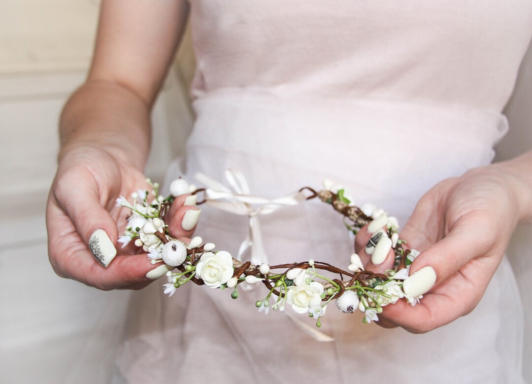 Flower Girl Crown, Flower Girl Headpiece, Flower Girl Head Wreath ...