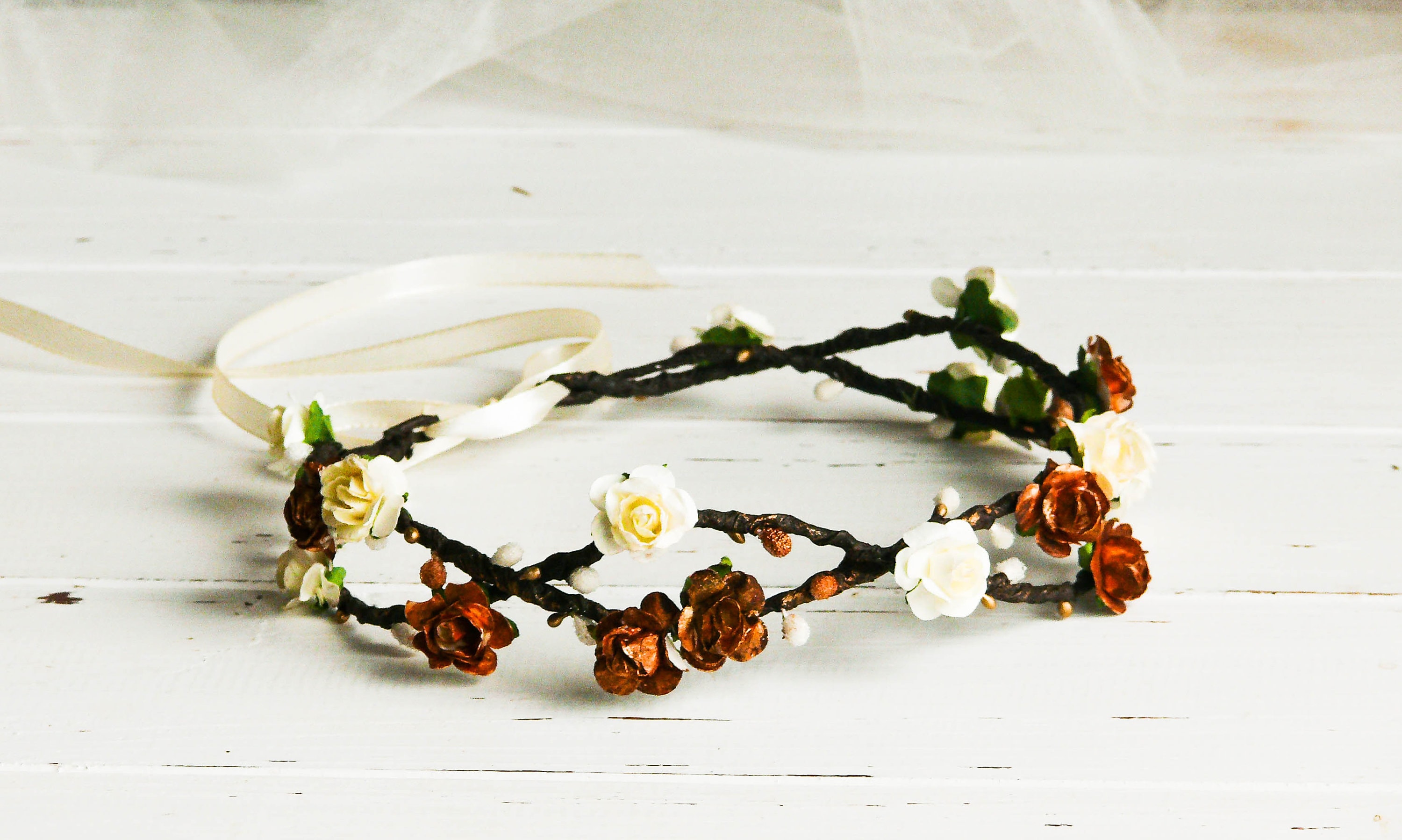 Flower Crown Wedding Flower Girl Crown Ivory Flower Crown - Etsy