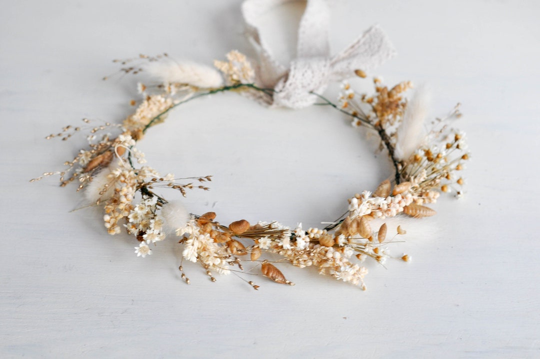 Flower Girl Flower Crown, Ivory Flower Girl Crown, Boho Flower Crown ...