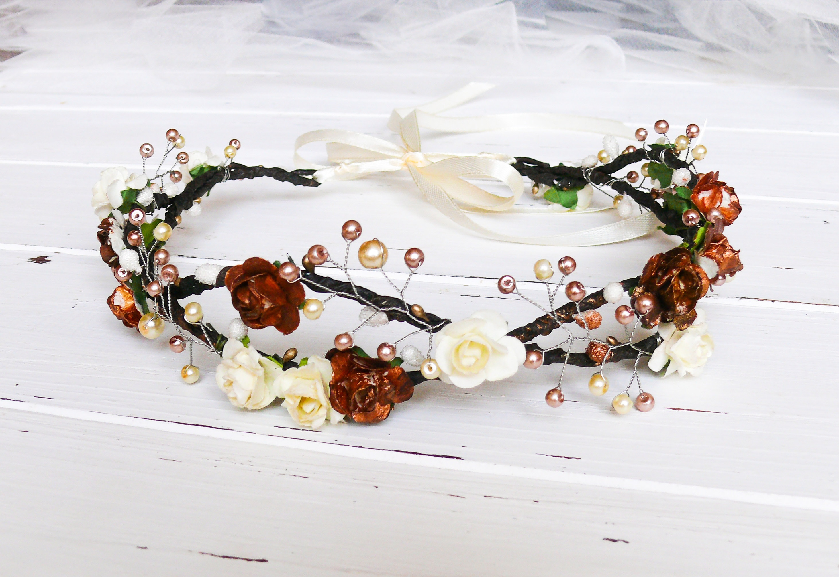 Flower Girl Crown Flower Crown Wedding Ivory Flower Crown | Etsy