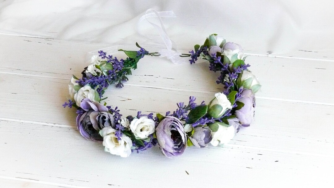 Flower Girl Crown, Flower Head Piece, Flower Crown Wedding, Lavender ...