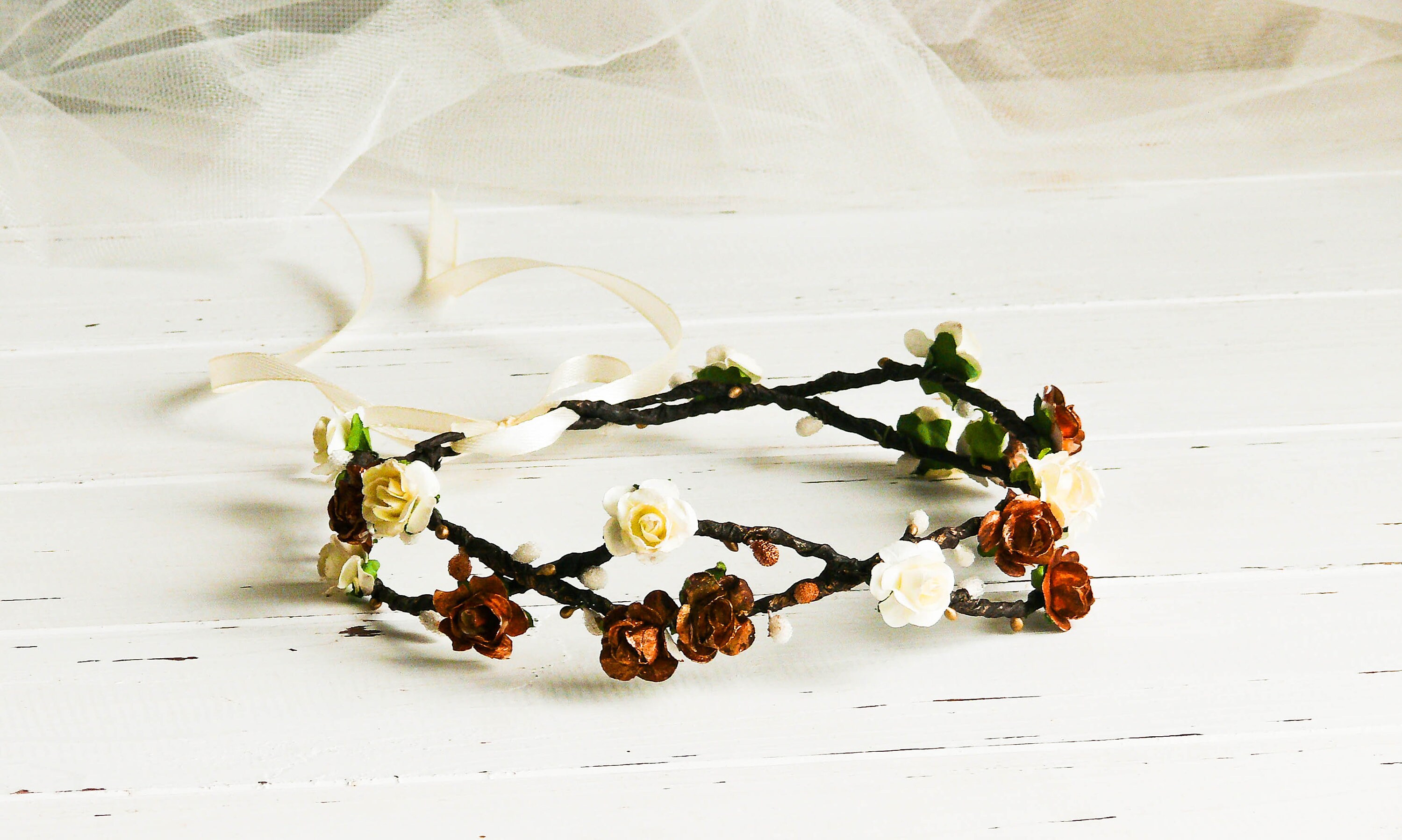 Flower Crown Wedding Flower Girl Crown Ivory Flower Crown - Etsy