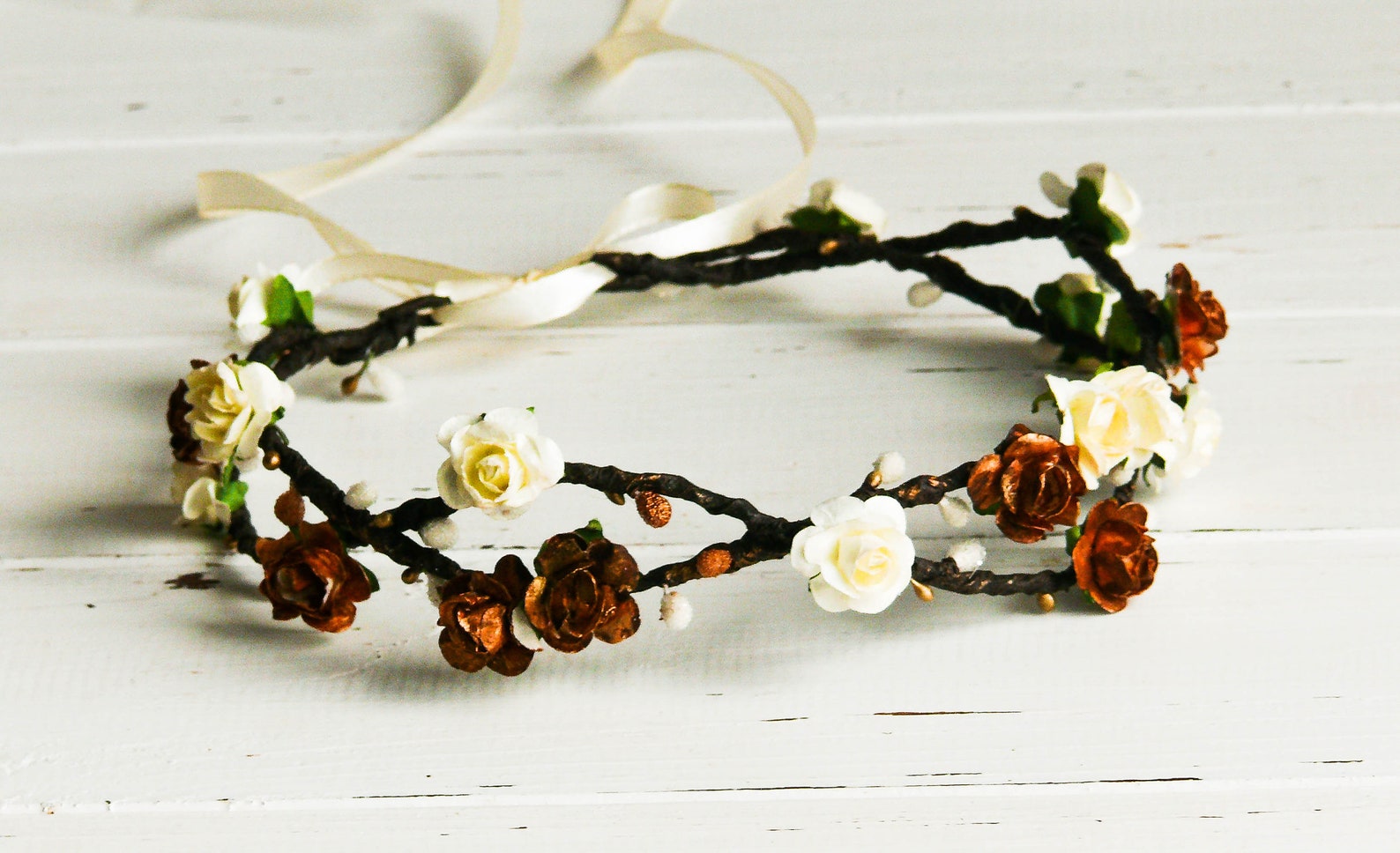 Flower Crown Wedding, Flower Girl Crown, Ivory Flower Crown, Floral ...