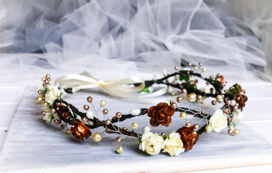 Flower Girl Crown, Flower Crown Wedding, Ivory Flower Crown, Flower ...