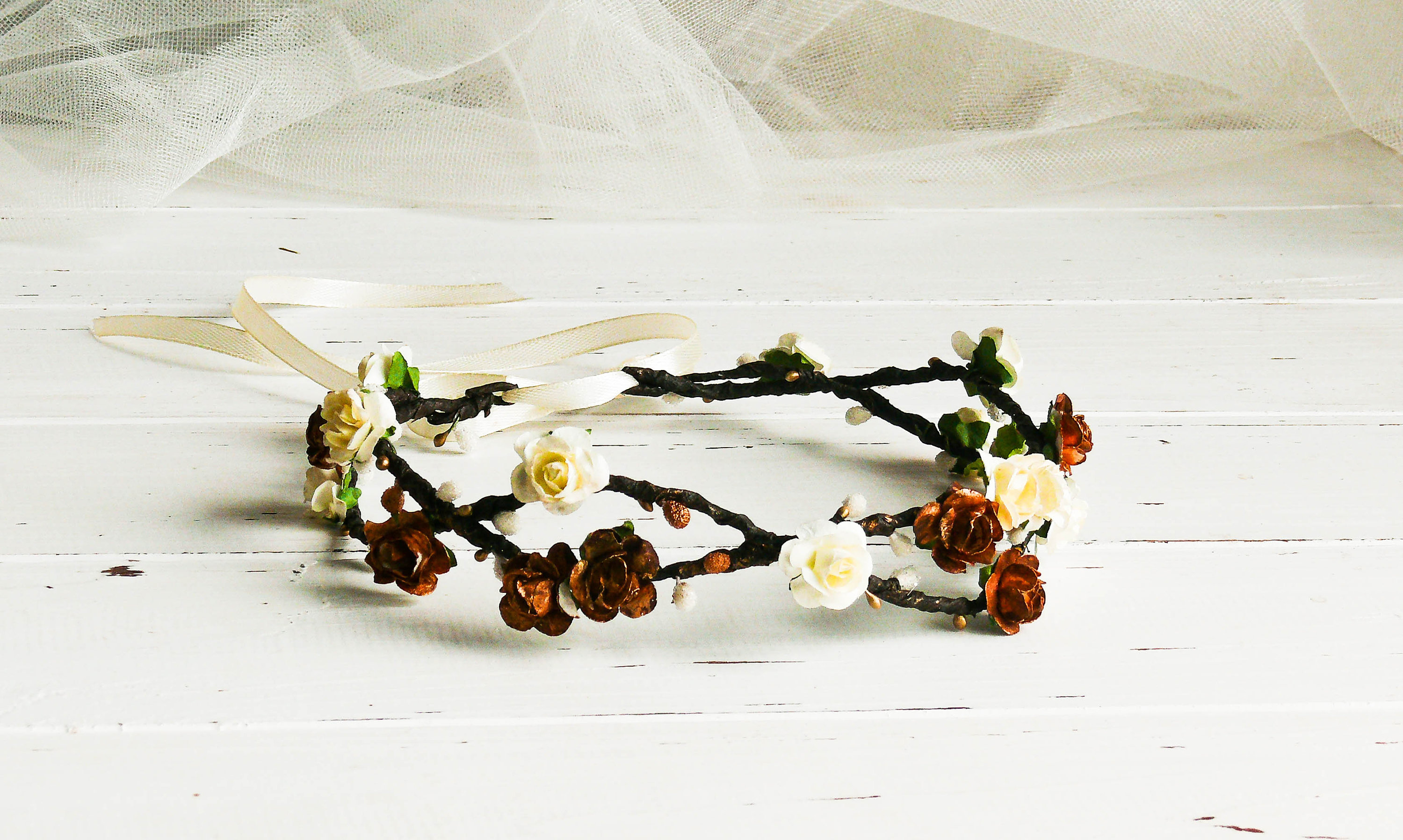 Flower Crown Wedding, Flower Girl Crown, Ivory Flower Crown, Floral ...