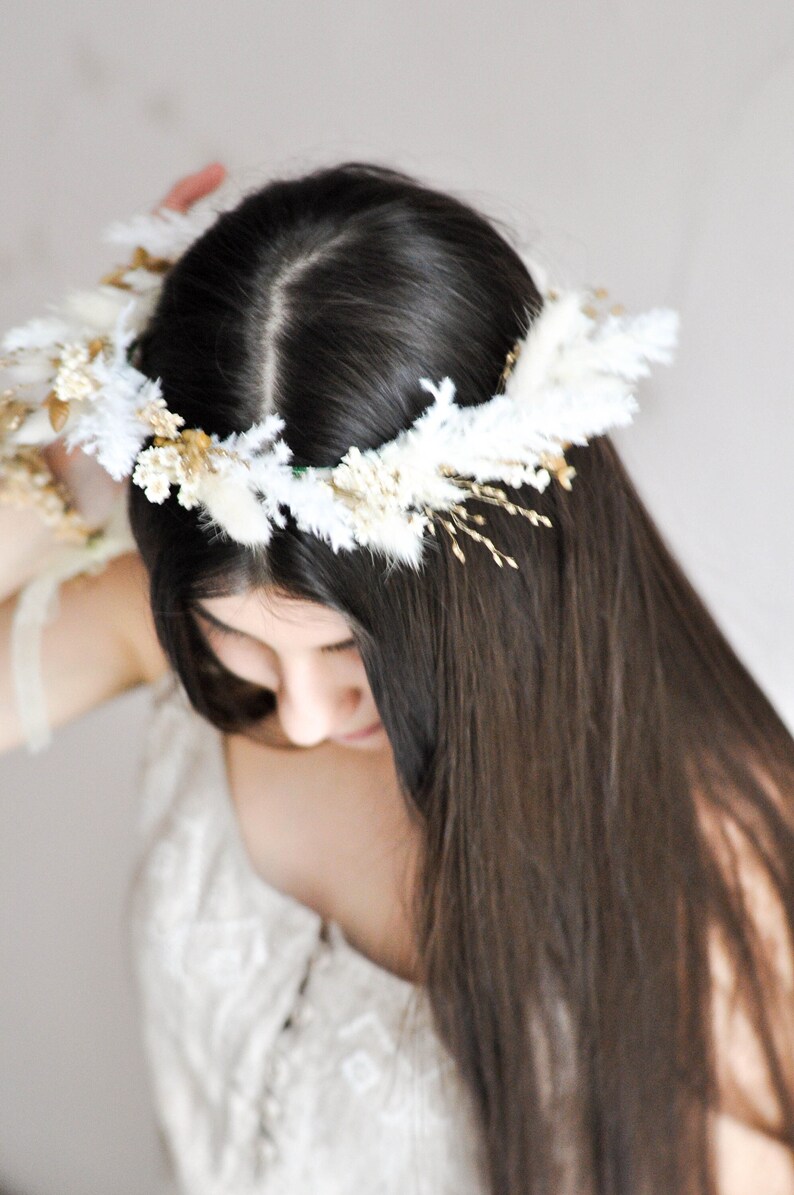 Flower Girl Flower Crown Ivory Flower Girl Crown Boho Flower - Etsy