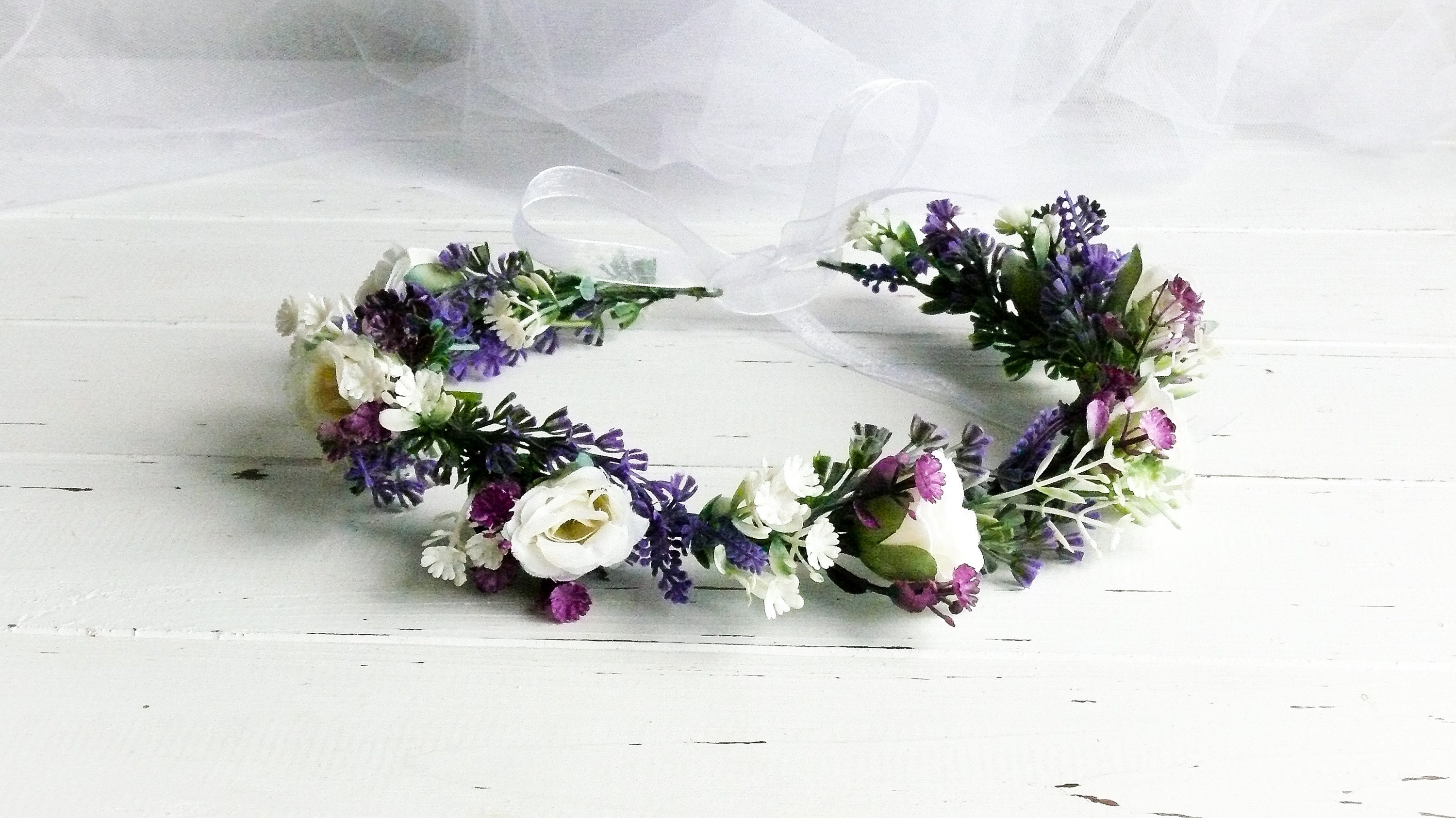 Flower Girl Crown Flower Wedding Crown Lavender Crown | Etsy