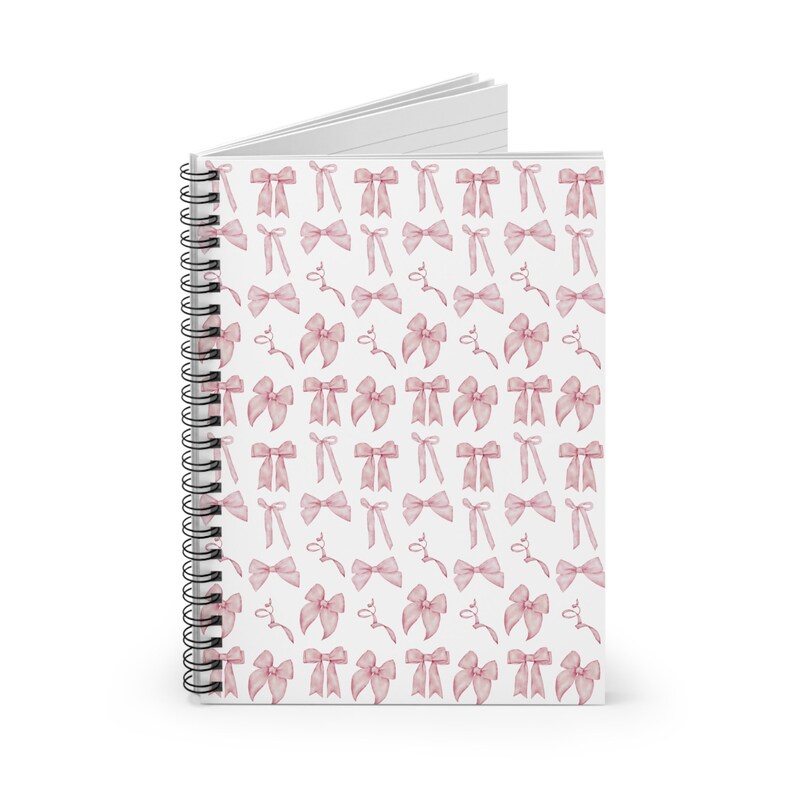 Coquette Aesthetic Watercolor Bows Spiral Notebook - Ruled Line, Preppy ...