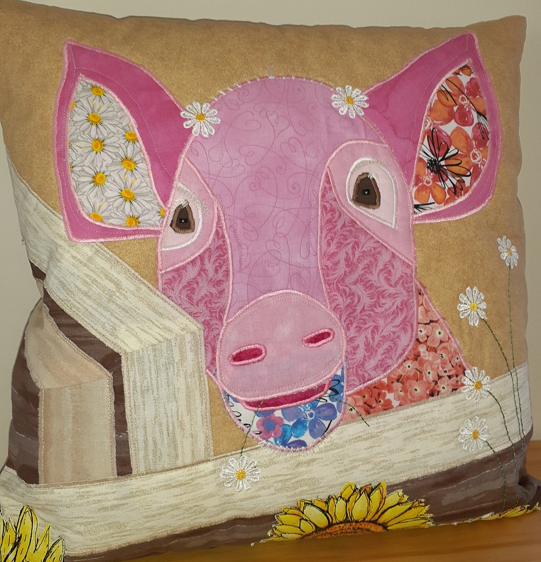Pig Applique Pattern Pip the Pretty Farm Life Animal Scrap Buster Quilt ...